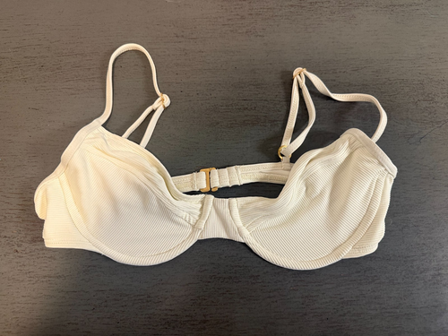 NEW off white ribbed underwire L SPACE swimsuit bikini top size small ...