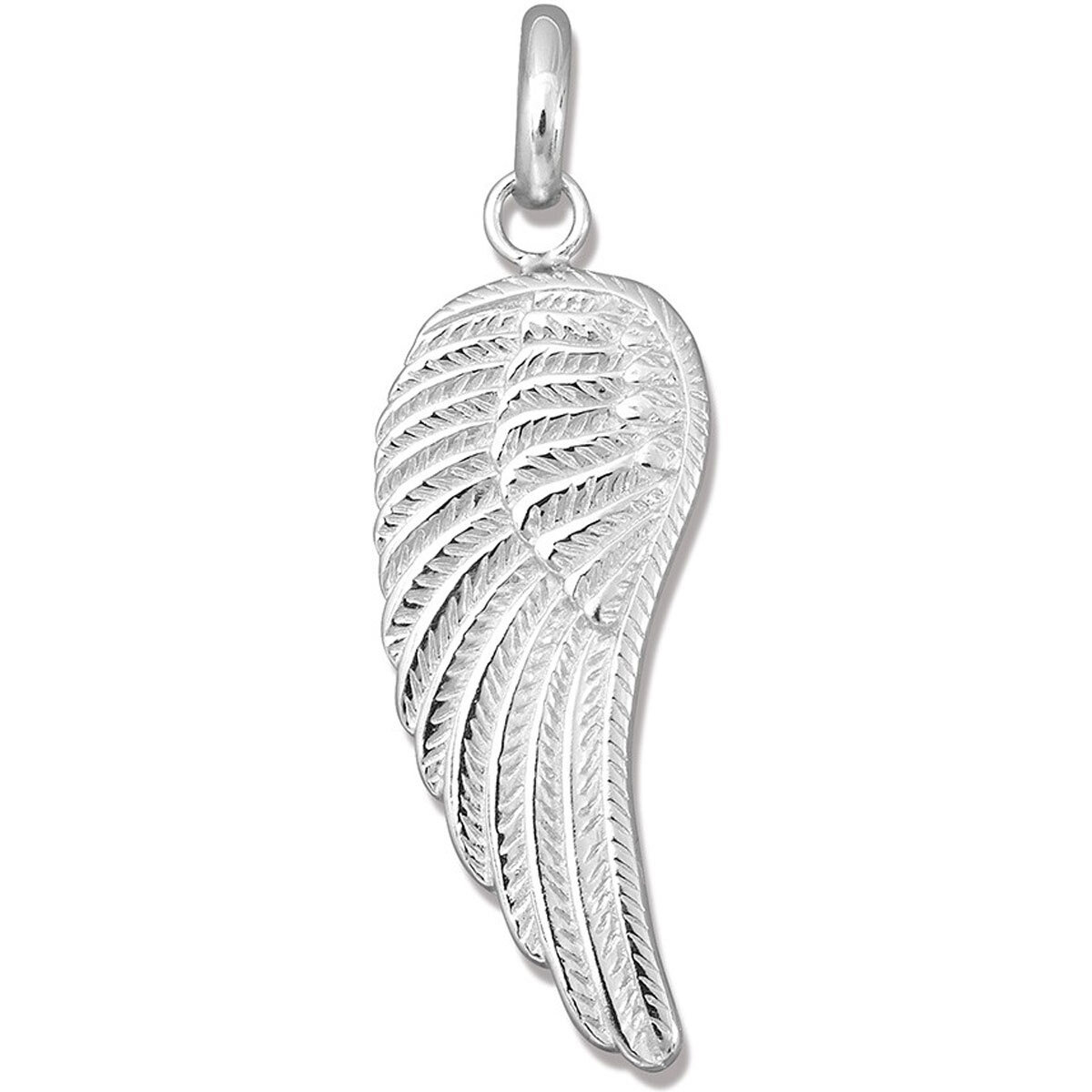 Classic Unisex Pendant Sterling Silver Single Angel Wing Shape with ...