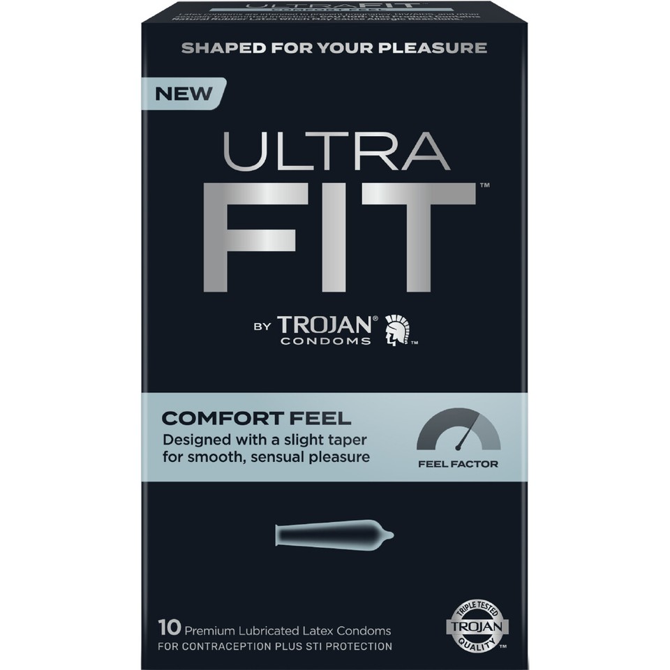 Trojan Ultra Fit Snugger Snug Base Pleasure Shaped Lubricated Condoms ...