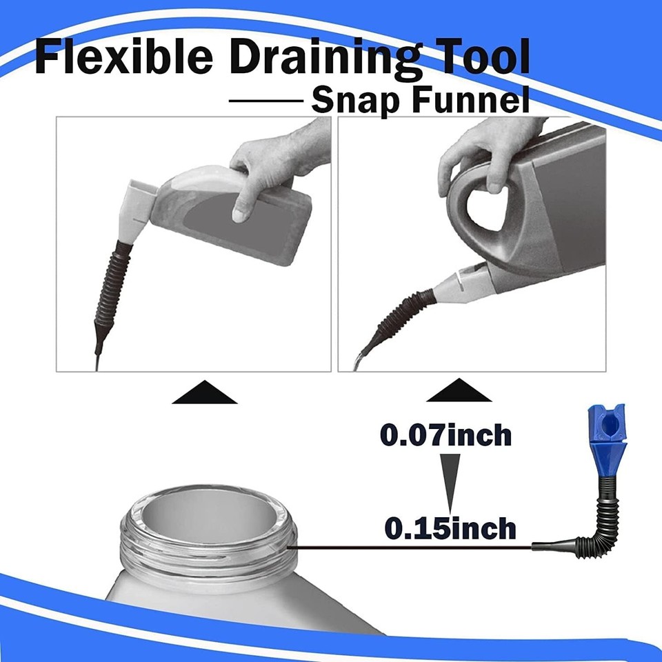One-Hand Snap Funnel – Flexible Spill-Free Oil, Gas & Coolant Filling ...