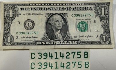 $1 Dollar Bill 2021 Ink Well Contamination Error Fancy Serial Number | eBay