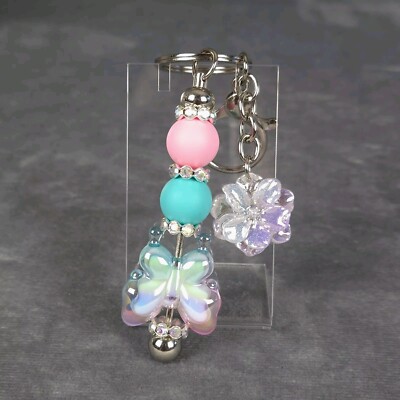 Butterfly Fidget Spinner & Flower Beaded Keychain with Round Lobster ...