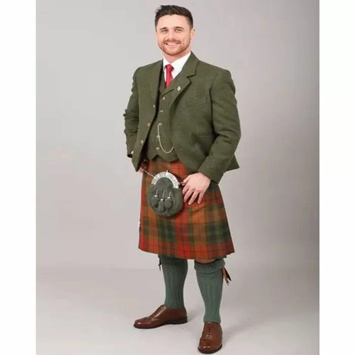Forest Green Tweed Jacket Kilt Outfit - Scottish Men Jacket Outfit ...