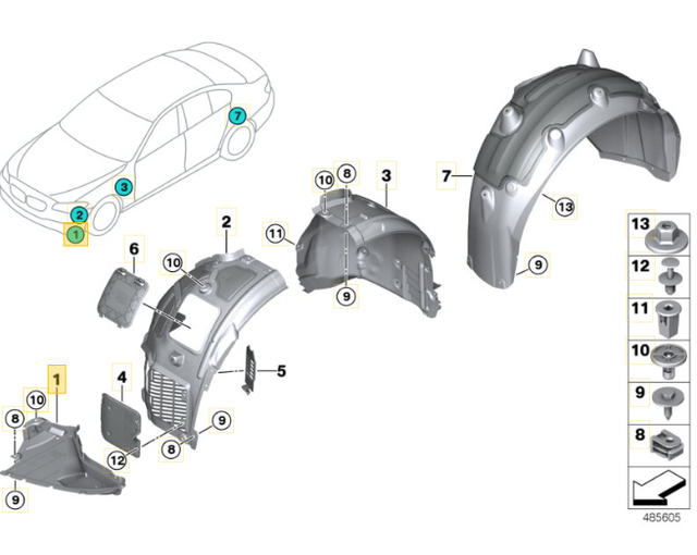 OEM GENUINE BMW 6 SERIES G32 GT WHEELARCH TRIM COVER BOTTOM RIGHT ...