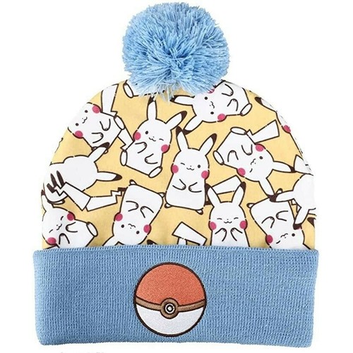 Pokemon Pikachu Knit Hat Cap Pom Cuff Beanie Cute Kawaii Anime Cartoon ...