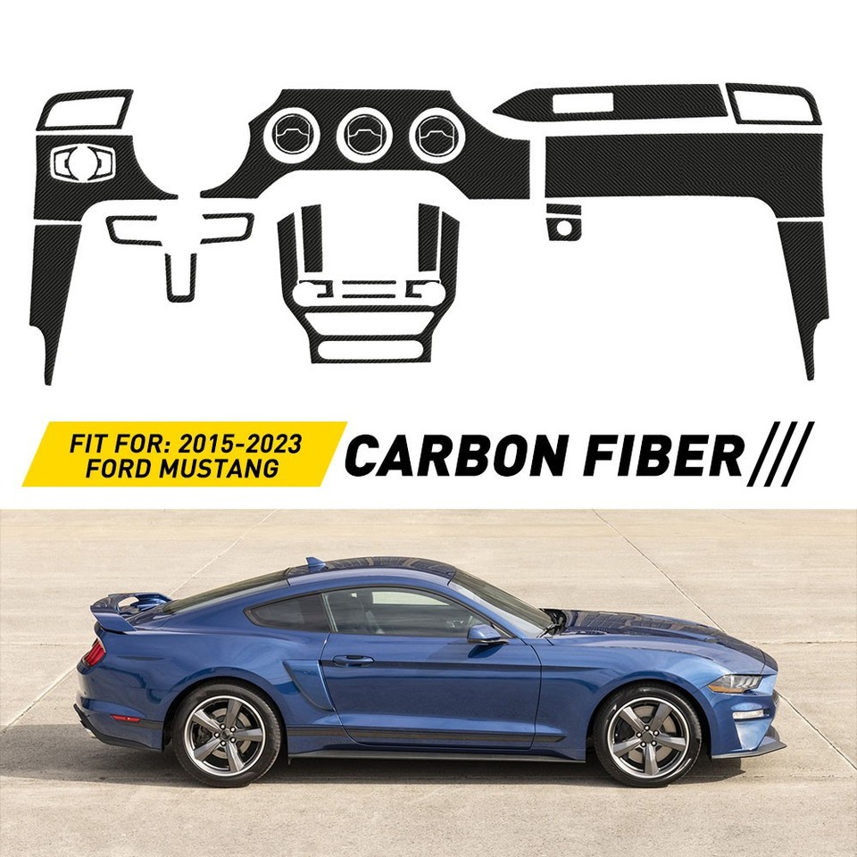 Carbon Fiber Interior CD Panel Decor Cover Trim Set For Ford Mustang ...