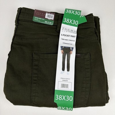 Jachs NY 38x30 Men’s 5-Pocket Stretch Pants Green Straight Fit Mid-Rise ...