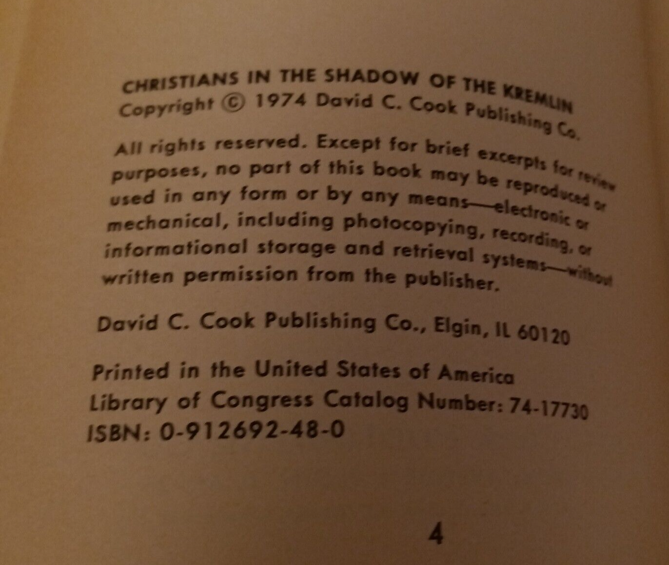 Christians in the Shadow of the Kremlin Peter &Anita Deyneka 1975 David ...