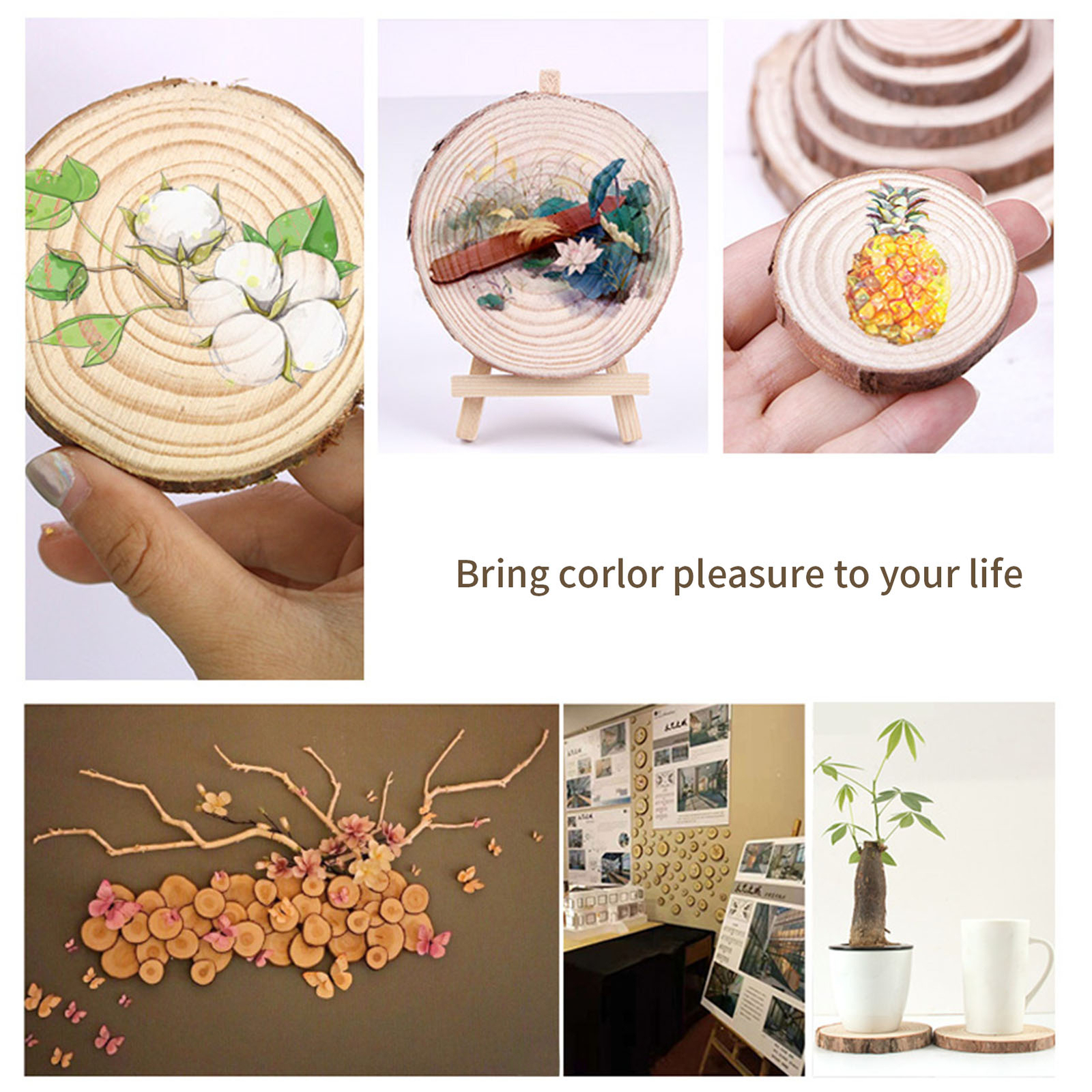 Wood Slices Round Pine Logs Crafts Painting Wedding Party Decoration 4 ...