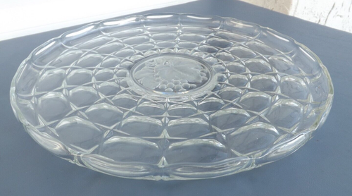 CENTER GRAPE DESIGN CLEAR GLASS 13 INCH ROUND SERVING PLATTER 13 INCHES ...