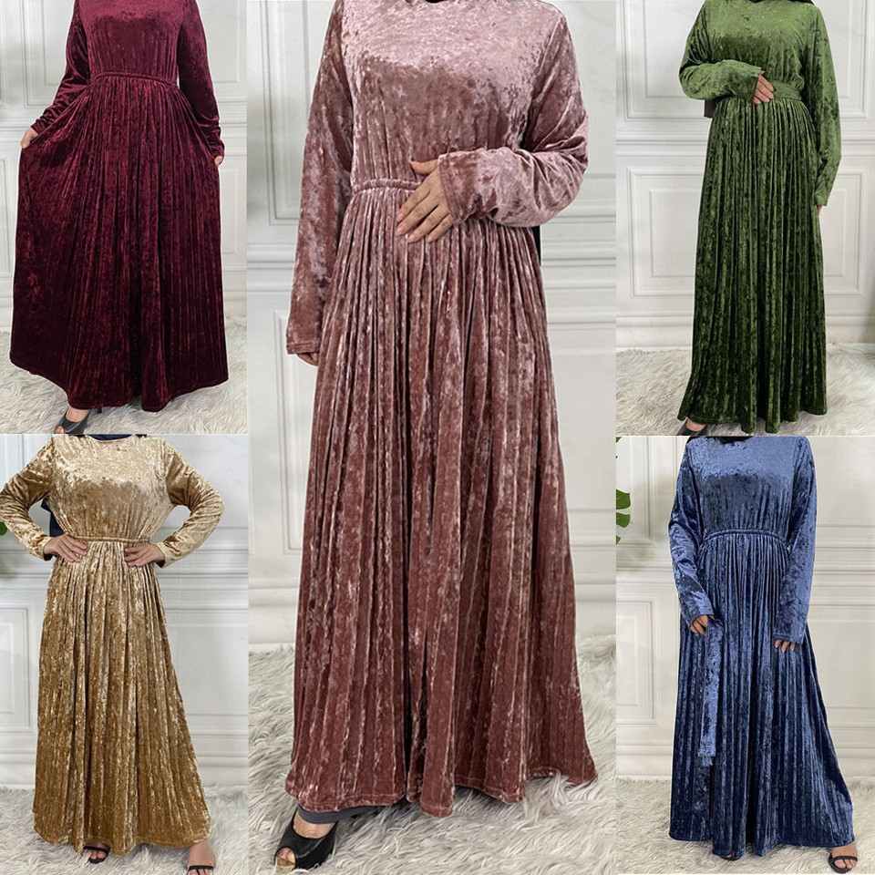 Muslim Women Abaya Maxi Dress Turkey Kaftan Islamic Long Robes Vintage ...