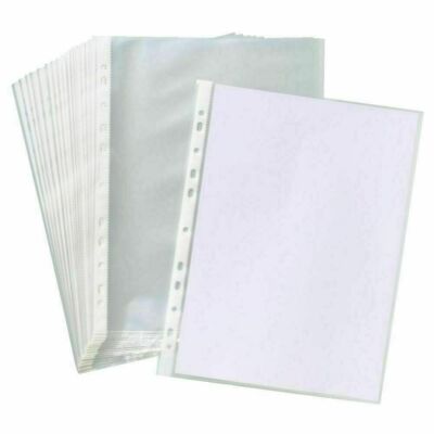 A4 Clear Plastic Punched Pockets Sheet Protectors Cover Files (Medium ...