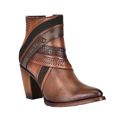 Cuadra Ladies Honey Laser & Woven Round Toe Brown Booties CU619 | eBay
