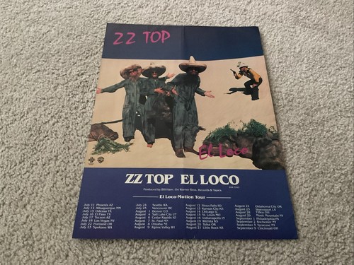 ZZ TOP 1981 EL LOCO LP & TOUR DATES ORIGINAL PRINT POSTER TYPE AD BILLY ...