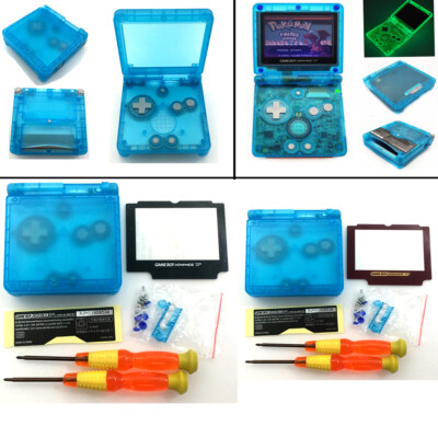 NEW Luminous Clear blue Housing Case Cover For Game Boy Advance SP GBA ...