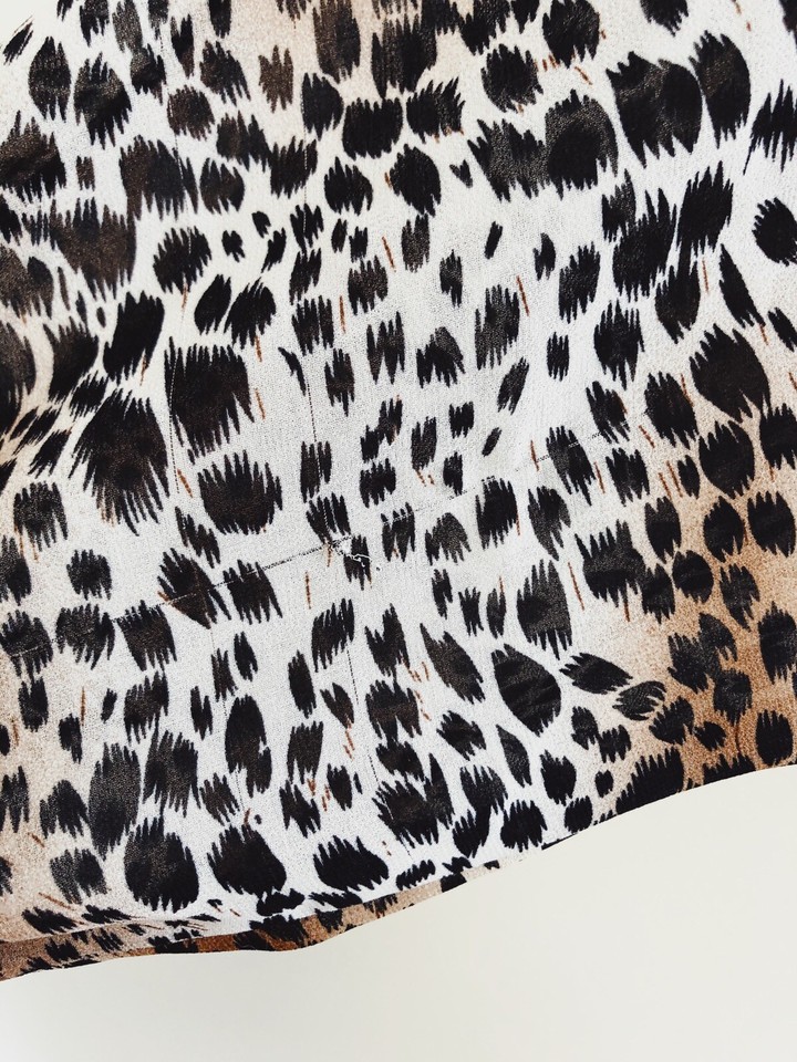 Cotton On Women's Size S Oversized Sheer 3/4 Sleeve Blouse Top Leopard ...