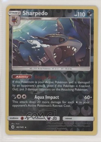 Sharpedo Reverse Foil Pokémon Sun & Moon Base #82 | eBay