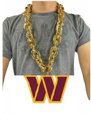 New NFL Washington Commanders GOLD Big Fan Chain Necklace Foam MI USA ...