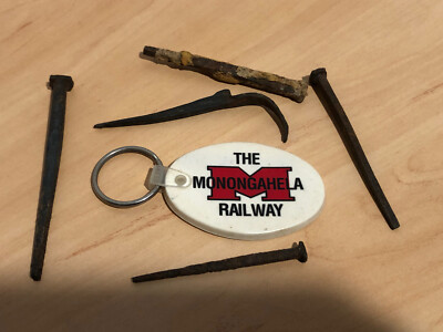 MONONGAHELA RAILWAY Key Chain and Antique Railroad Nails Spikes ...
