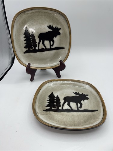 Nantucket Home for Christmas SALAD PLATE LOT of 2 Moose EXC Pine Trees ...