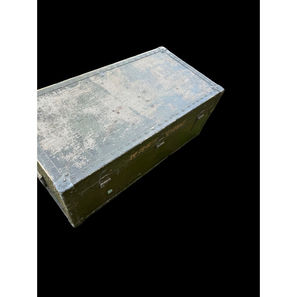 WWII Era Military Army Foot Locker Trunk Green Miller 1946 Local Pick ...
