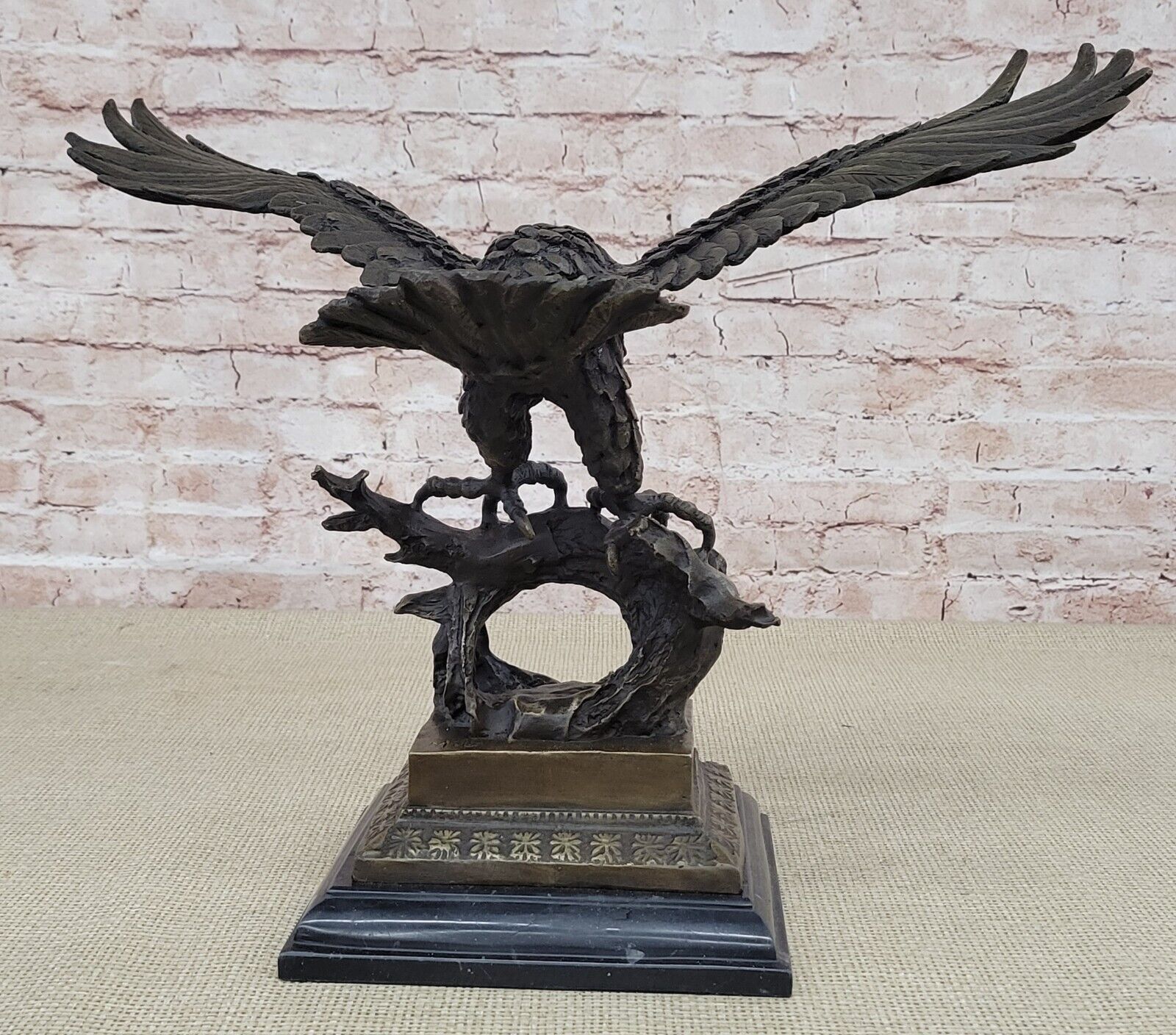 GENUINE REAL BRONZE EAGLE SCULPTURE LOST WAX METHOD signed SPIRIT OF ...