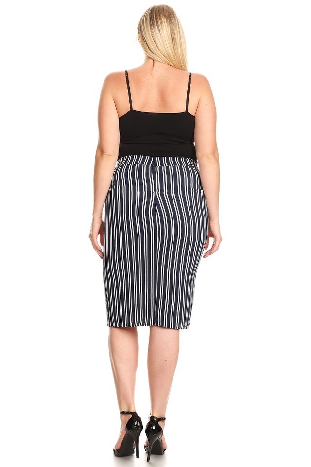 Plus Size Pencil Skirt Striped Print A Line Form Fitting Kinit t XL 2XL ...