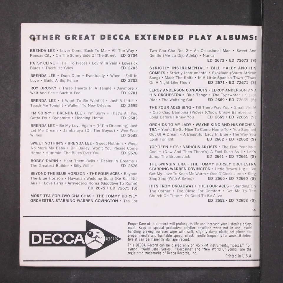PATSY CLINE: love letters in the sand DECCA 7" EP 45 RPM | eBay
