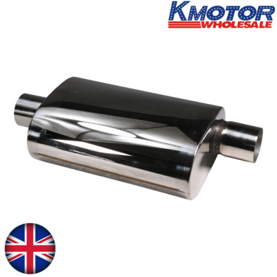 63mm 2.5" Stainless Oval Exhaust Back Box Silencer Muffler Universal ...