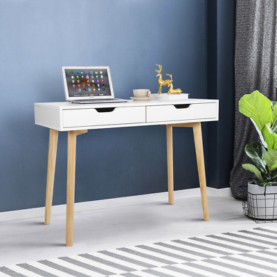 39.4'' White Computer Table Workstation Study Desk Laptop Table with ...