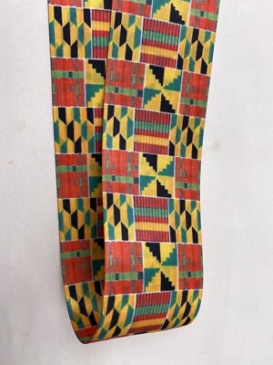 3 Yards African Ankara Kente Print Non Wired Ribbon 2” Wide Double ...