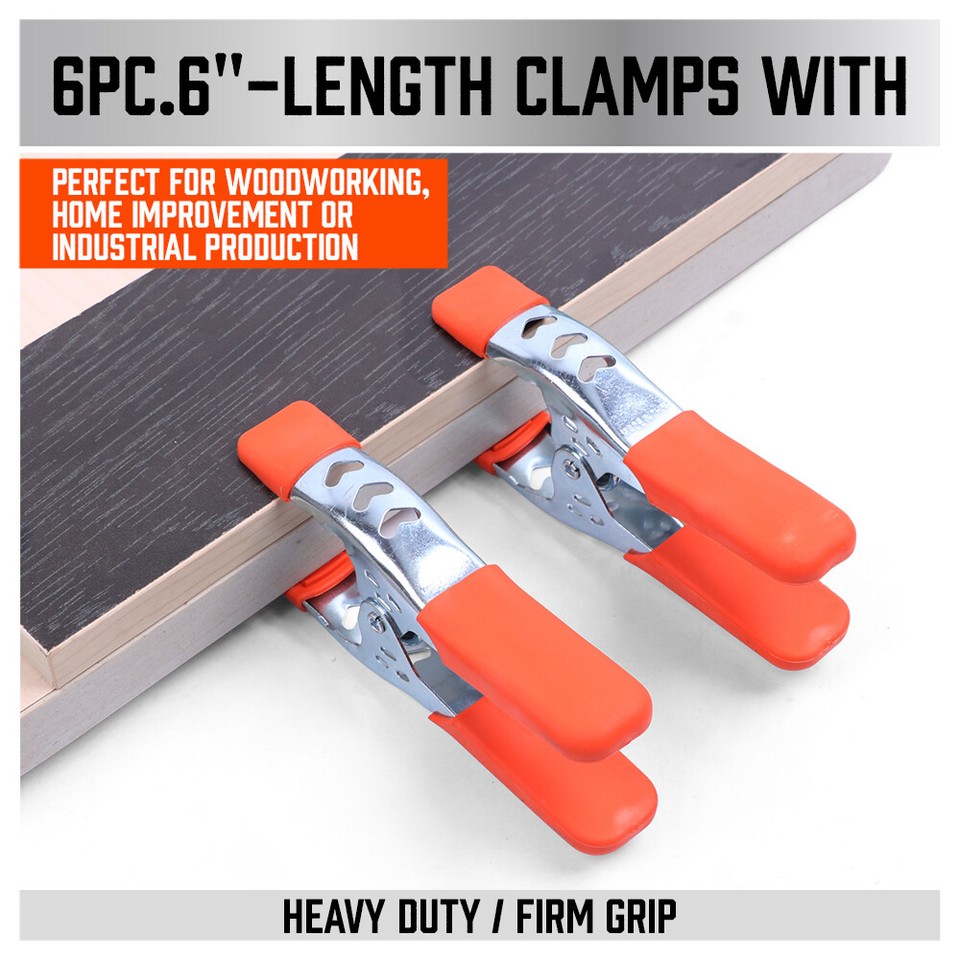 LOTS 6" inch Heavy Duty Metal Spring Clamps Tips Tool Clip 2.5" Jaw ...
