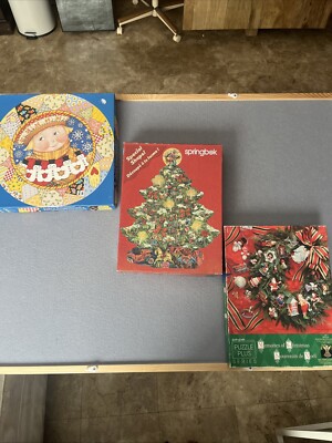 Lot Of 3 Vintage Springbok Christmas Puzzles 500 Pieces Memories Tree ...