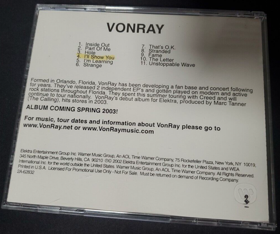 Vonray by Vonray (Advance CD, Elektra) 75596283229 | eBay