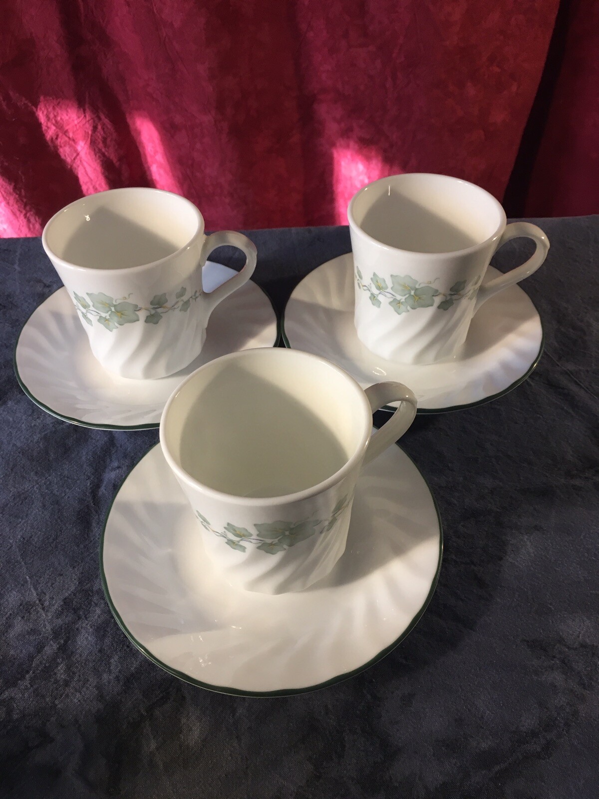 6 Piece Corelle Corningware Callaway Green Ivy Pattern Coffee Cups And ...