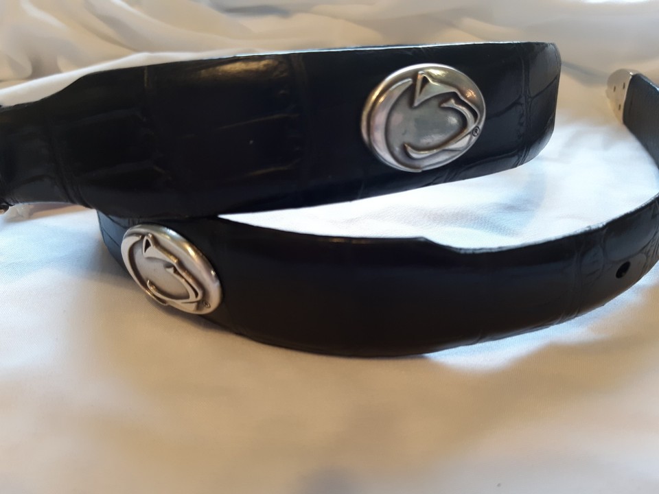 Men's Black Leather Belt with Penn State University Nittany Lions ...