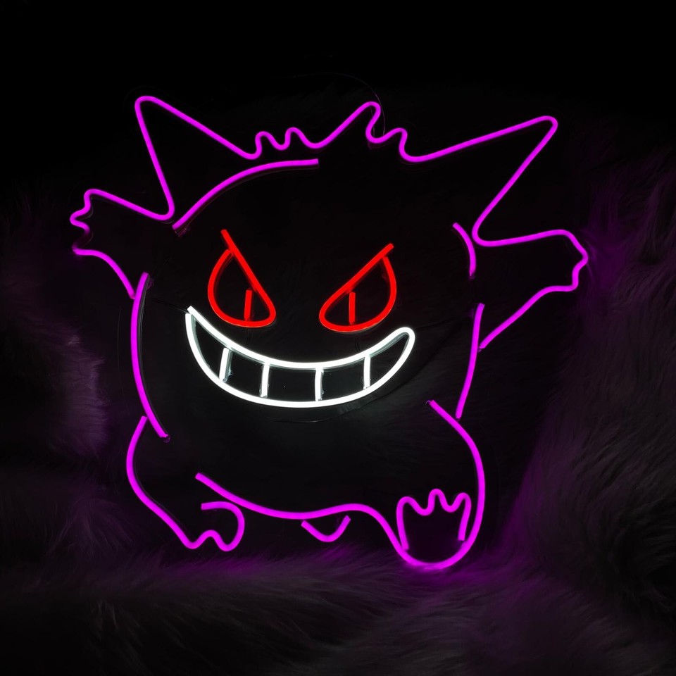 Gengar Neon Sign, Gengar Anime Bedroom Wall Decor, Pokemon Neon Sign ...