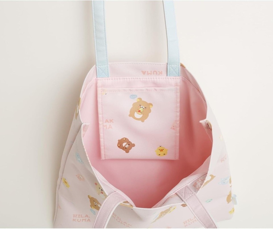 San-X Character Rilakkuma Tote Bag Pink PU Tote Bag (Manpuku Makumaku ...