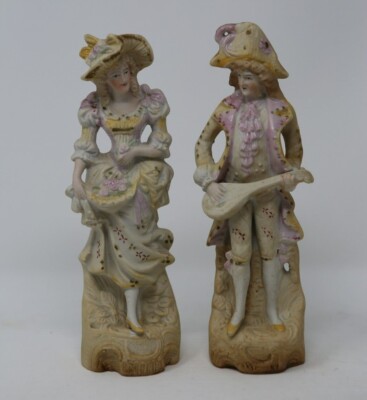 Vintage FERN Hand Painted Bisque Porcelain Victorian Figurines Japan ...
