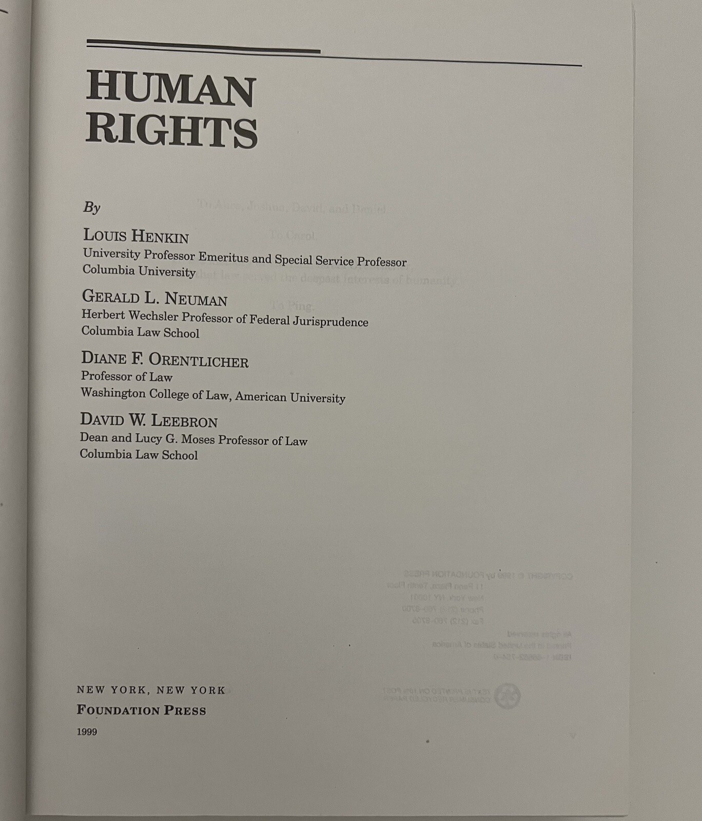 Human Rights by Diane F. Orentlicher, David W. Leebron, Louis Henkin ...