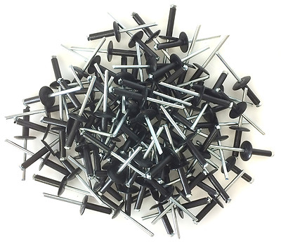 100 3/16" Large Head Black Painted Aluminum Exploding Pop Rivets #1286 ...