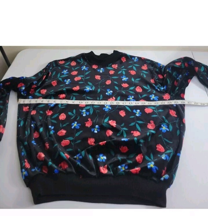 BonWorth Black Floral Print Knit Long Sleeve Pullover Sweater Women's ...