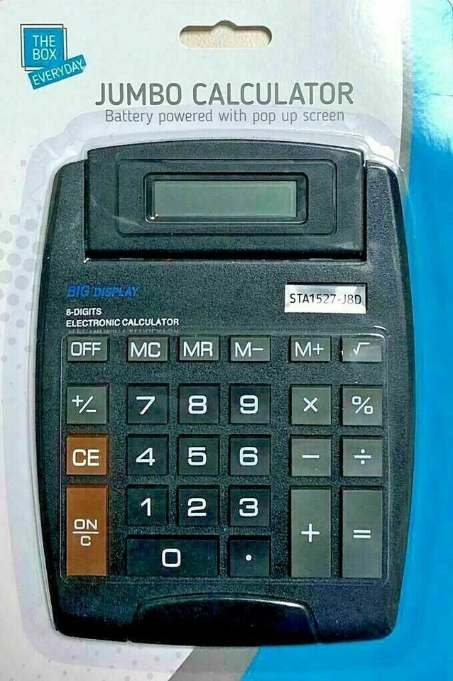 LARGE BUTTON NUMBERS JUMBO CALCULATOR SCHOOL OFFICE HOME BATTERY POP UP ...