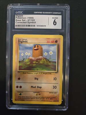 Diglett Base Set Error Fighting Symbol Misprint Card #47 | eBay
