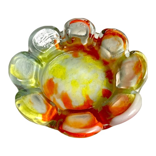 MCM Slag Glass Ashtray Flower Design, Scalloped Edge, 6” Diameter | eBay