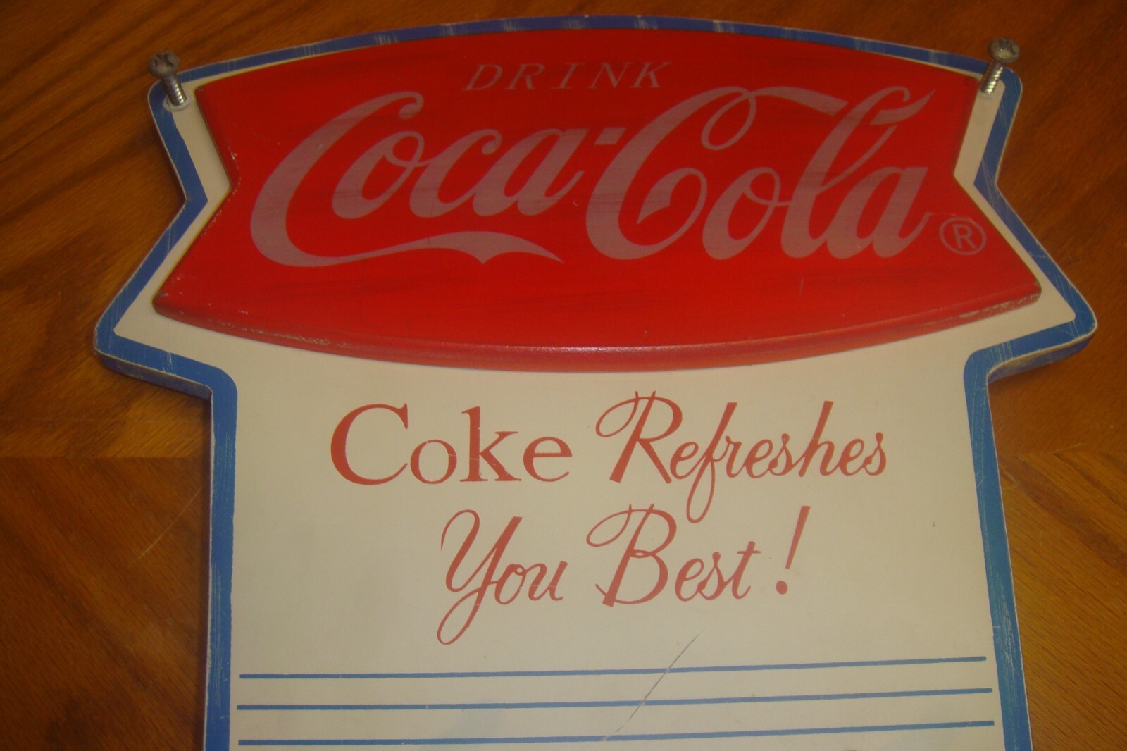 VINTAGE WOODEN DRINK COCA-COLA WALL HANGING NOTE PAD, COKE CALENDAR Pad ...