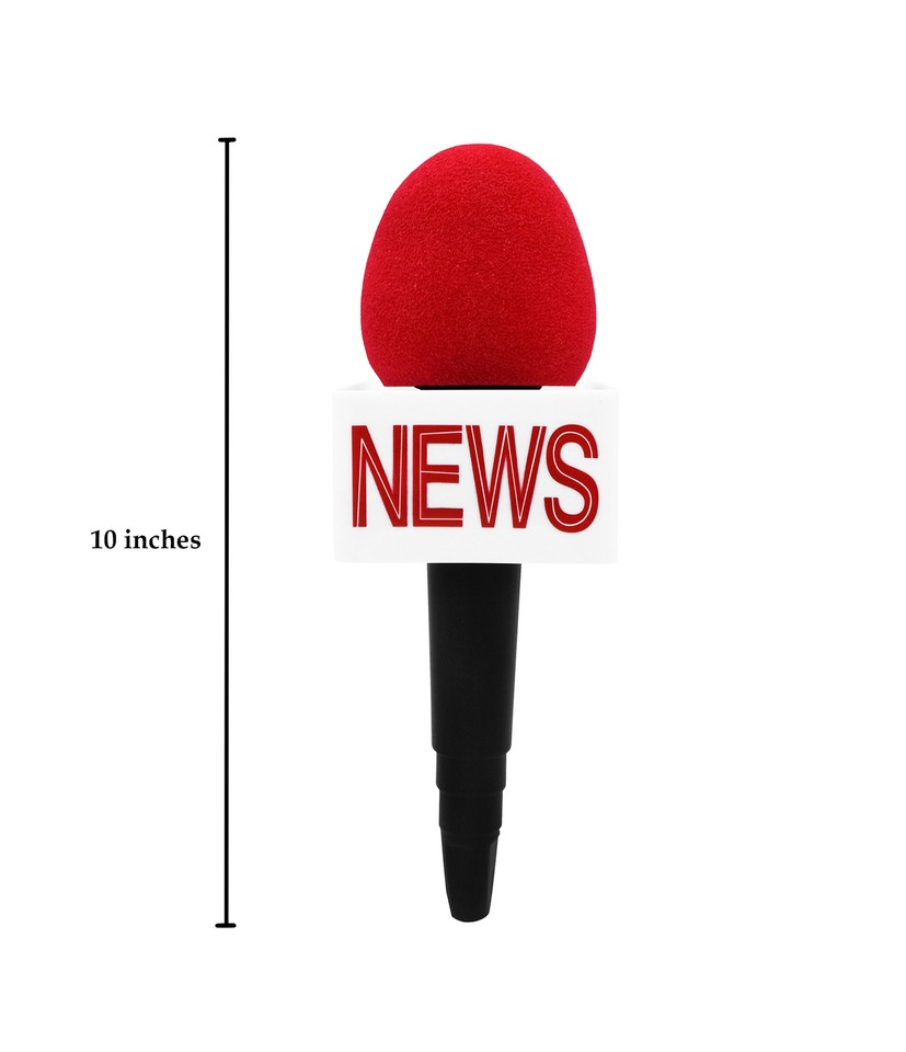 Fake News Reporter Microphone Mic Flag Cube Plastic Cordless Costume ...