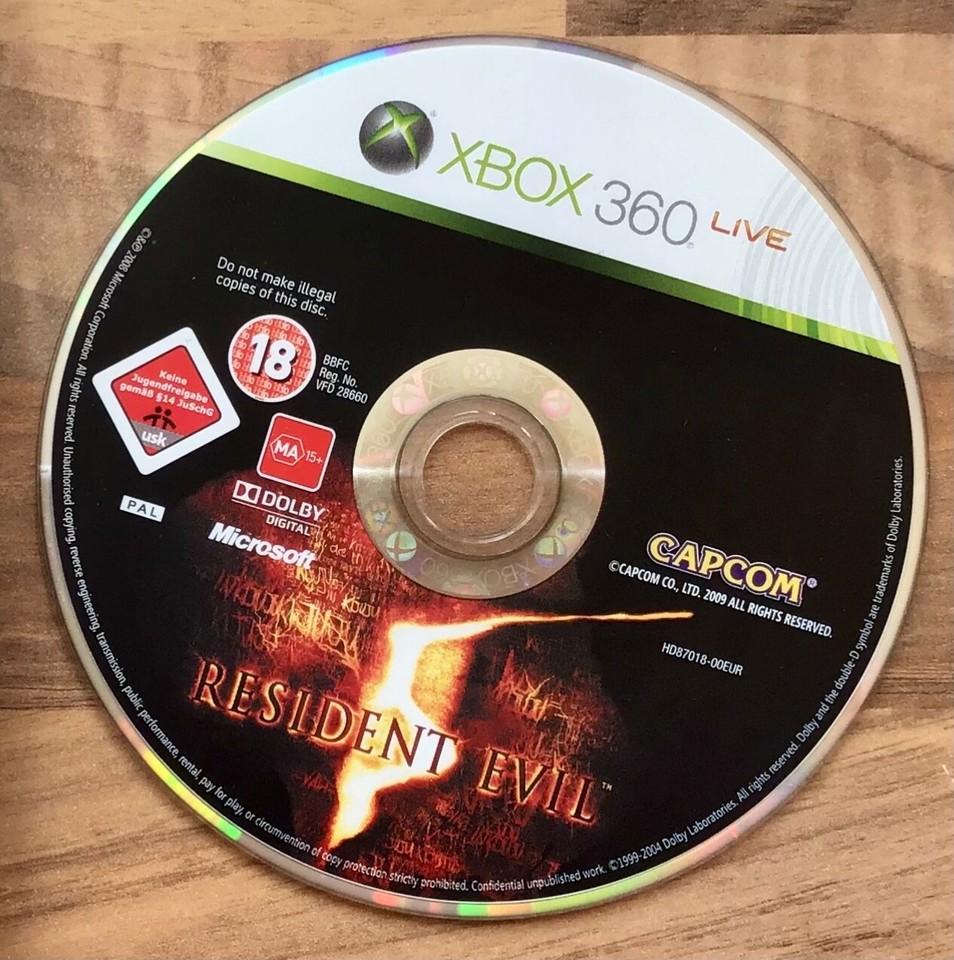 RESIDENT EVIL 5 - CAPCOM XBOX 360 GAME - PEGI 18 - SHOOTER / SURVIVAL ...