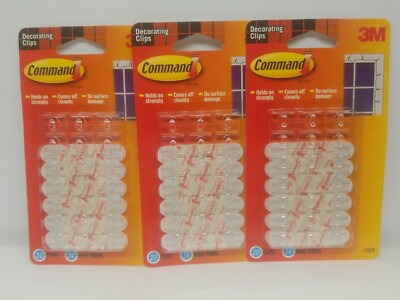 3M Command Decorating Deco Clips White 20 Clips 24 Mini Strips-x7 | eBay
