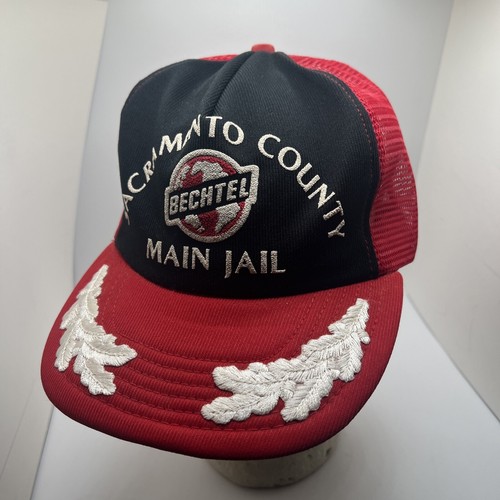 Vintage BECHTEL County Main Jail Mesh Red/Black Trucker Hat Cap | eBay